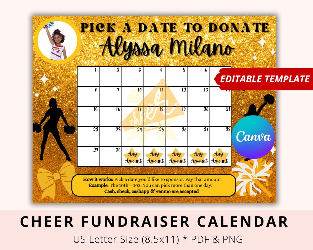 Editable Cheer Template Pick a Date, Black Out My Board, Fill My Pom ...