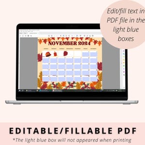 Editable Thanksgiving 2024 Calendar, November 2024 Calendar, Minimalist ...