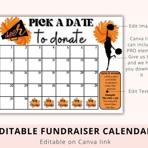 Editable Cheer Black Out My Board, Fundraiser Calendar, Cheer Pick a ...