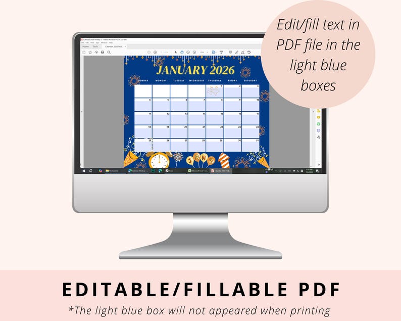 Editable Monthly Calendar 2026, School Calendar, Holiday Calendar ...