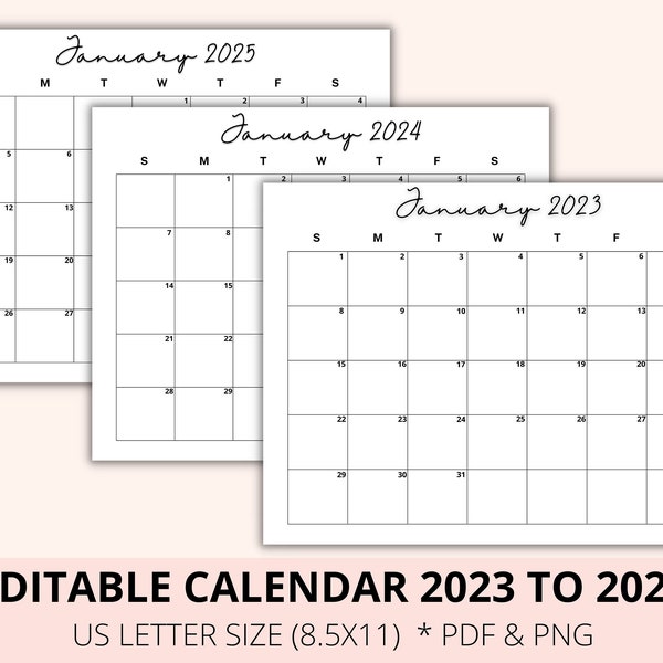 2024 Editable 12 Month Calendar - Etsy
