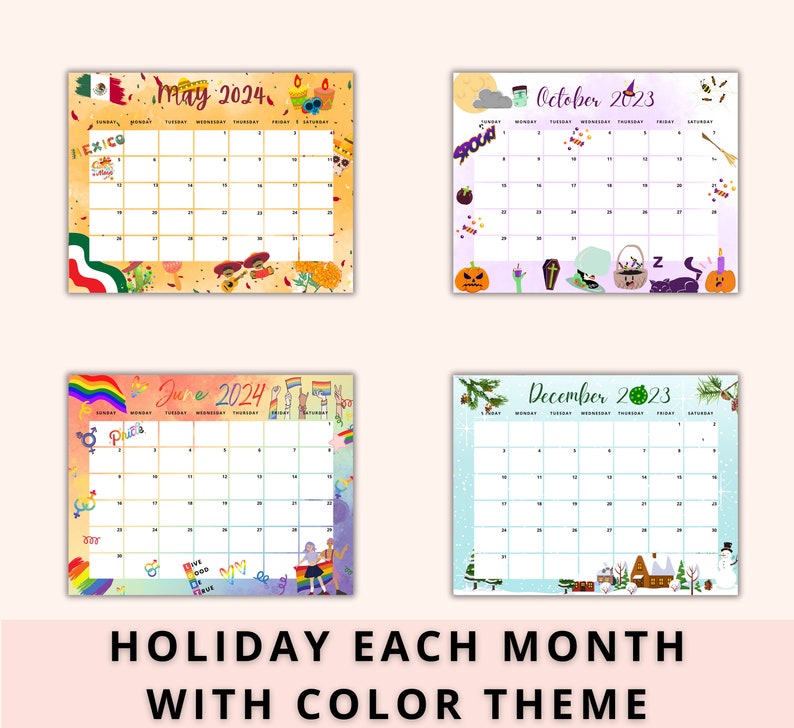 Editable Monthly Calendar 23 24, 12 Month, Holiday Calendar, Academic ...