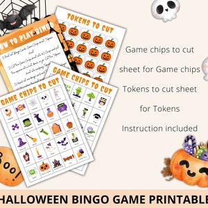 Printable Halloween Bingo Game, 50 Bingo Cards, Kid Activity, Classroom ...