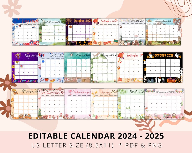 EDITABLE Monthly Calendar 2024, Calendar 2025, Back to School, Teacher ...