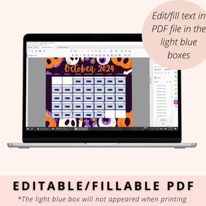 Editable Halloween 2024 Calendar Printable, October 2024, Holiday Theme ...