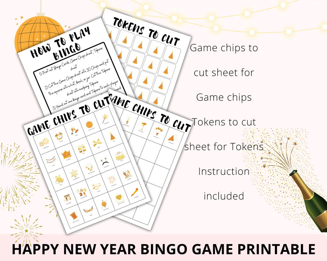 Happy New Year Bingo Game, Year-end Party, New Year's Eve Game to Break ...