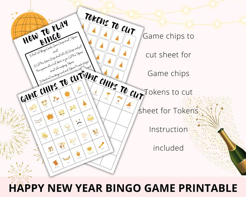 Happy New Year Bingo Game, Year-end Party, New Year's Eve Game to Break ...