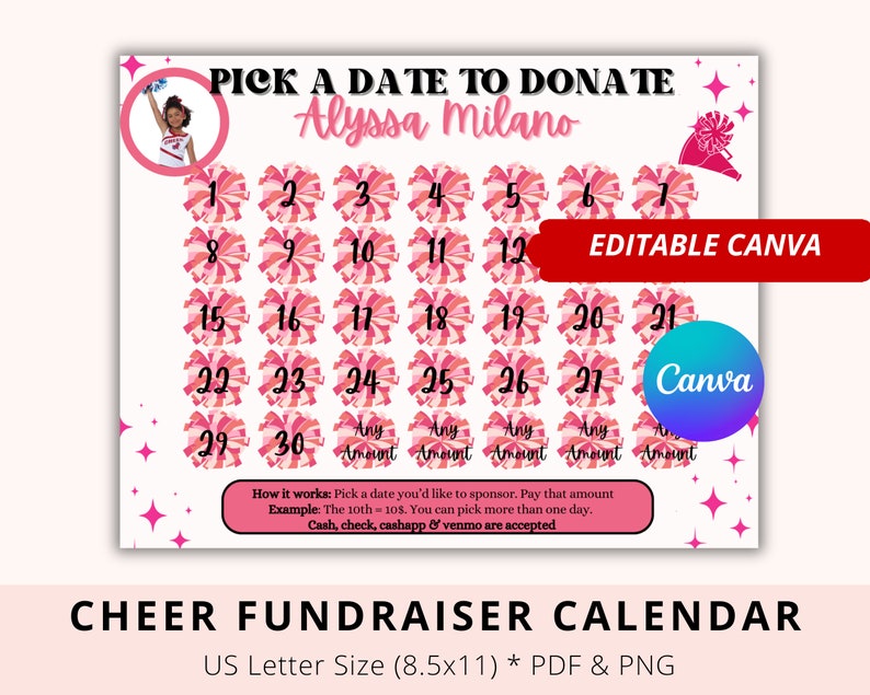 Editable Black Out My Board, Pink Theme, Canva Template, Cheer Pick a ...