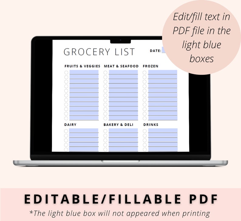 Editable Grocery List Printable Template Grocery Planner - Etsy