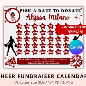 Editable Cheer Pick a Date to Donate, Canva, Maroon Theme, School Fund ...