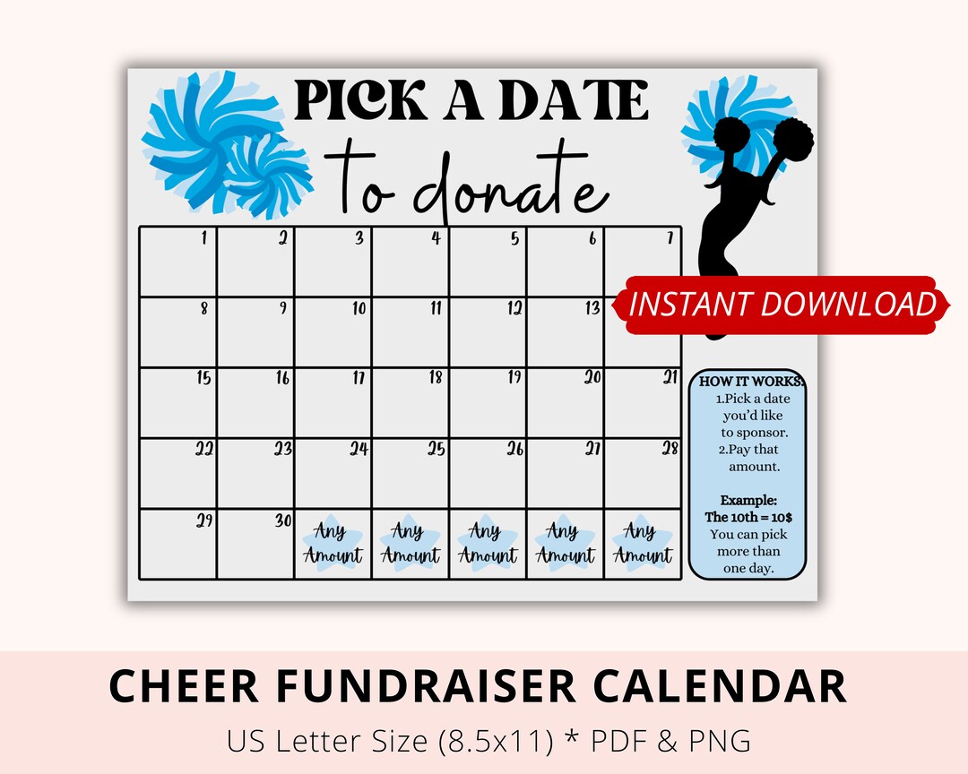 Cheer Pick a Date to Donate, Cheer Fundraiser Idea, Editable Canva, Pay ...