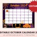 Editable October 2024 Calendar Printable, Trick or Treat, Halloween ...