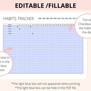 Editable Habit Tracker, Habit Tracker Printable, Tracker Journal ...