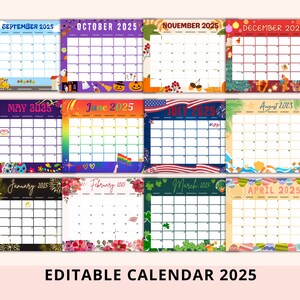 Editable Monthly Calendar 2025, Teacher Calendar, Back to School ...