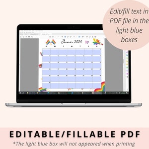 Editable June Calendar 2024, Pride Month 2024, LGBT Proud, Academic ...