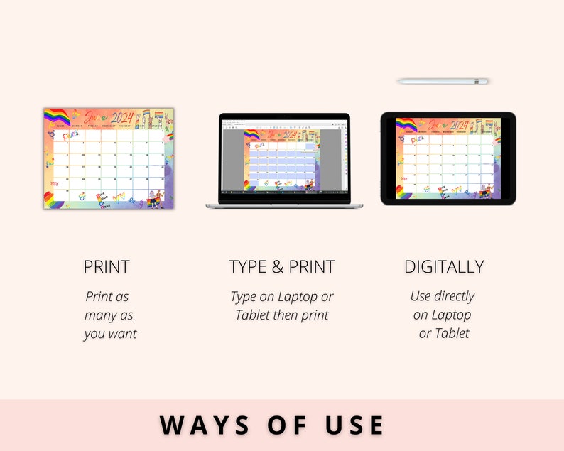 Editable Pride Month 2024, June Calendar 2024, Queer Proud, Academic ...