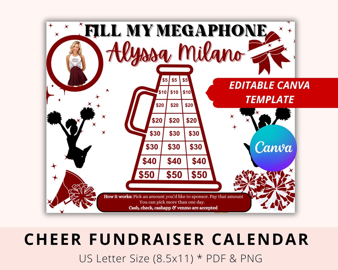 Editable Cheer Black Out My Board, Pick a Date to Donate, Fill My ...
