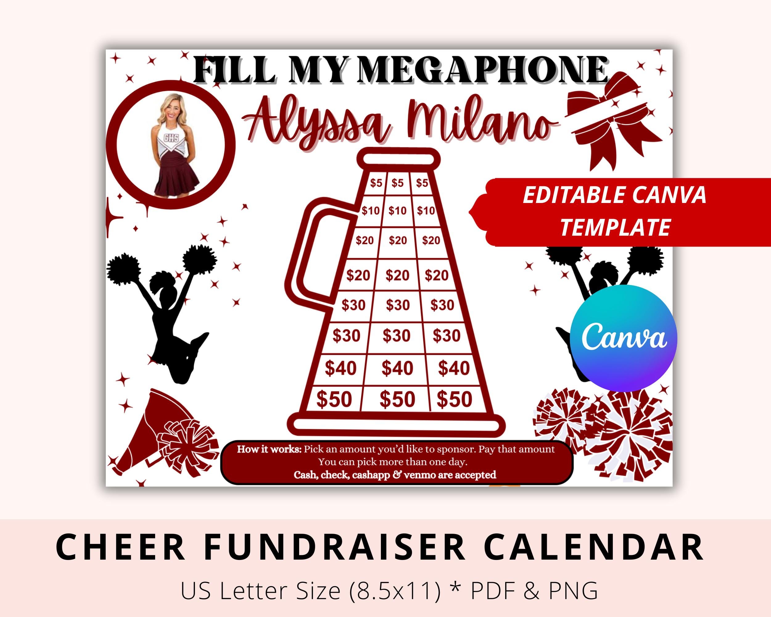 Editable Cheer Black Out My Board, Pick a Date to Donate, Fill My ...