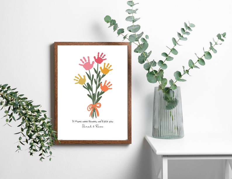 Personalized Handprints Floral Art, Birthday's Gift, Mother's Day Gift ...