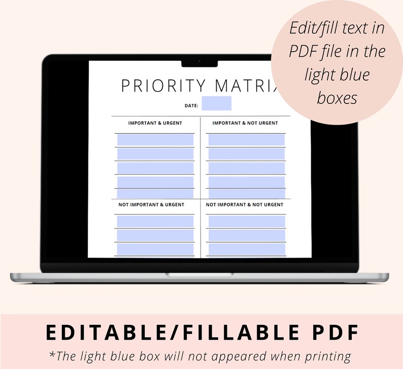 Editable Priority Matrix Printable Priority Planner to Do - Etsy