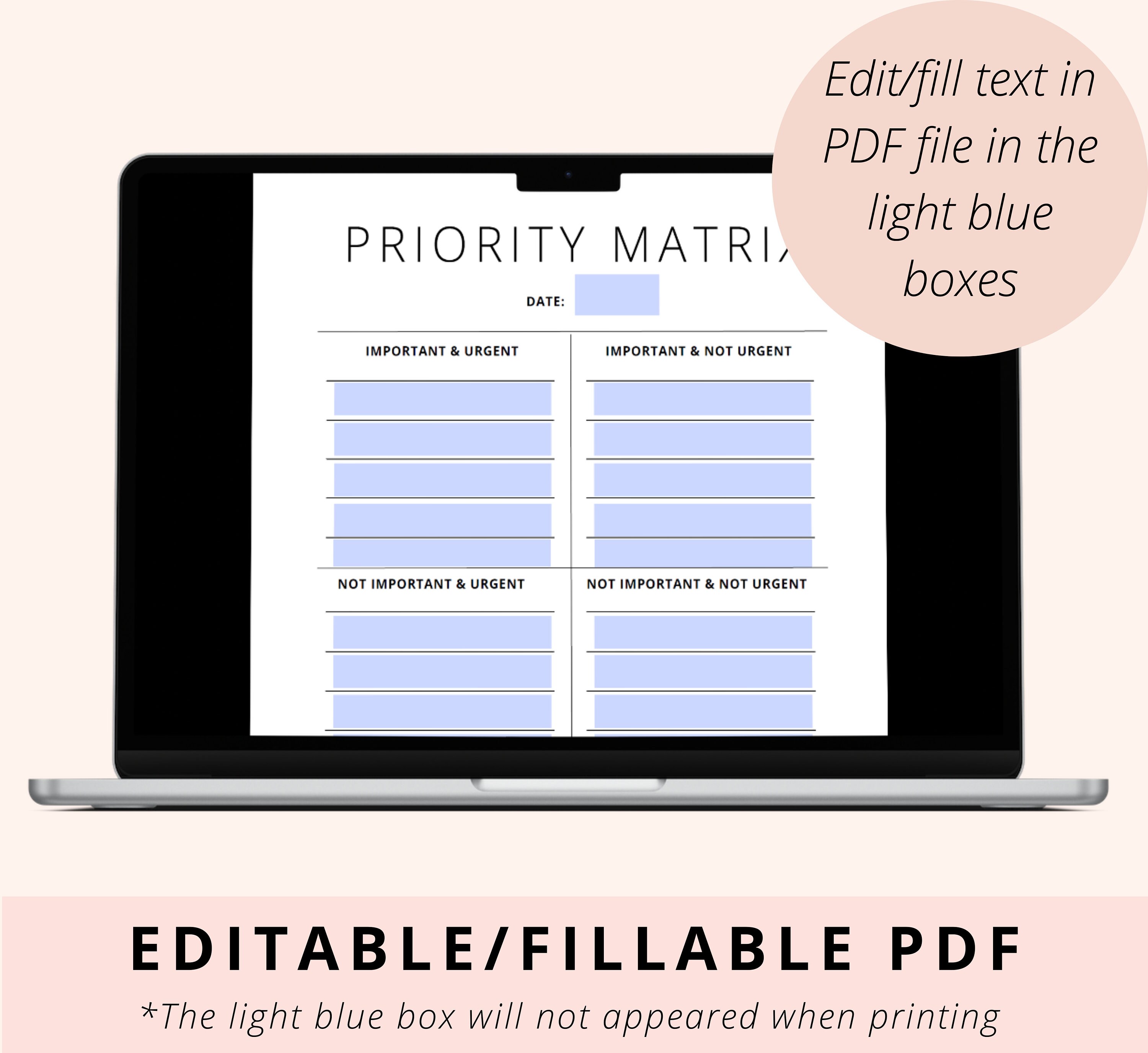 Editable Priority Matrix Printable Priority Planner to Do - Etsy
