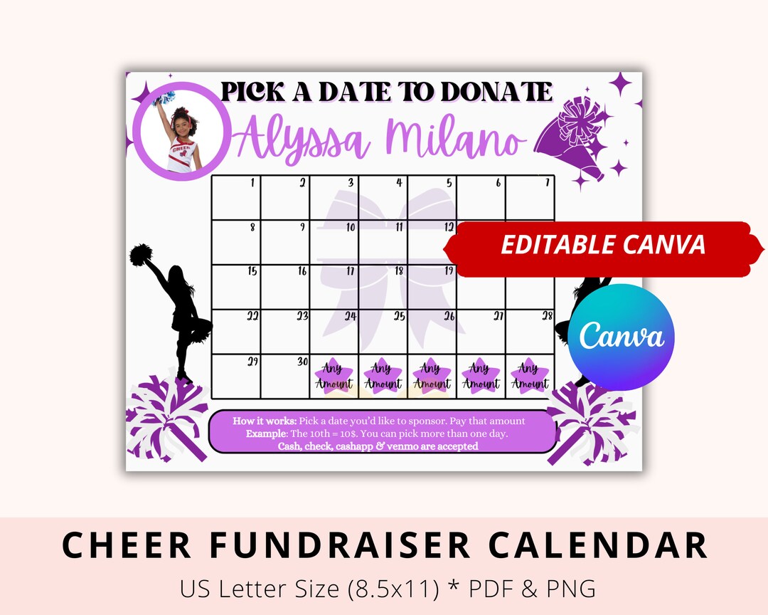 Editable Cheer Pick a Date to Donate, School Cheerleading Fundraiser ...