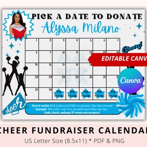 Editable Cheer Pick a Date to Donate, Cheer School Donate, Canva ...