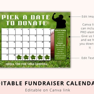 Editable Canva Fundraiser, Football Pick a Date to Donate, Fundraiser ...