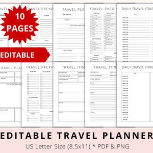 Editable Travel Packing List, Travel Planner, Travel Itinerary, Travel ...