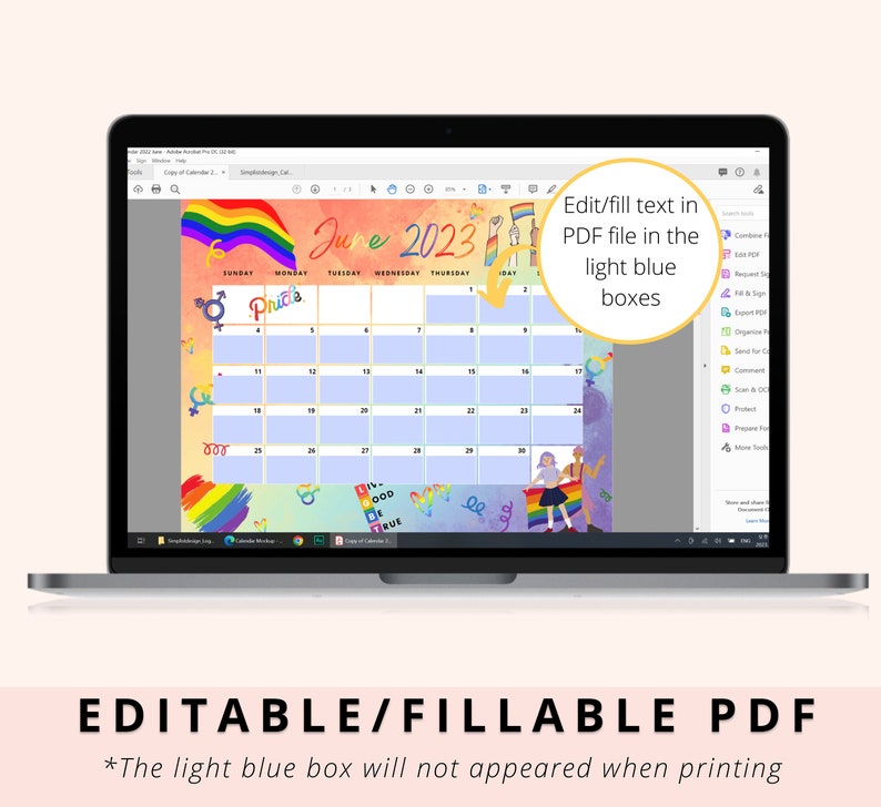 Editable June 2023 Calendar Printable LGBT Pride Month - Etsy