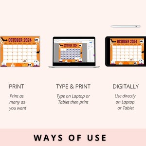 Editable October 2024 Calendar Printable, Trick or Treat, Halloween ...