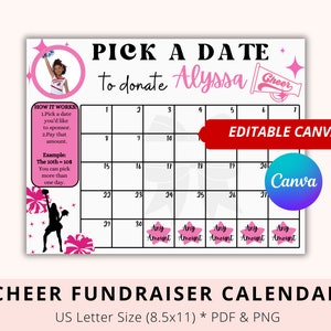 EDITABLE Cheer Template Pick a Date, Easter Fundraiser Calendar ...