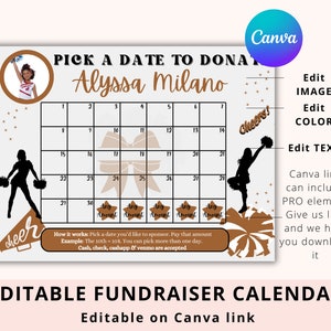 Editable Cheer Pick a Date to Donate, School Fund, Pay the Date ...