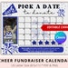 Cheer Fundraiser Calendar, Cheer Pick a Date to Donate, Navy Theme ...