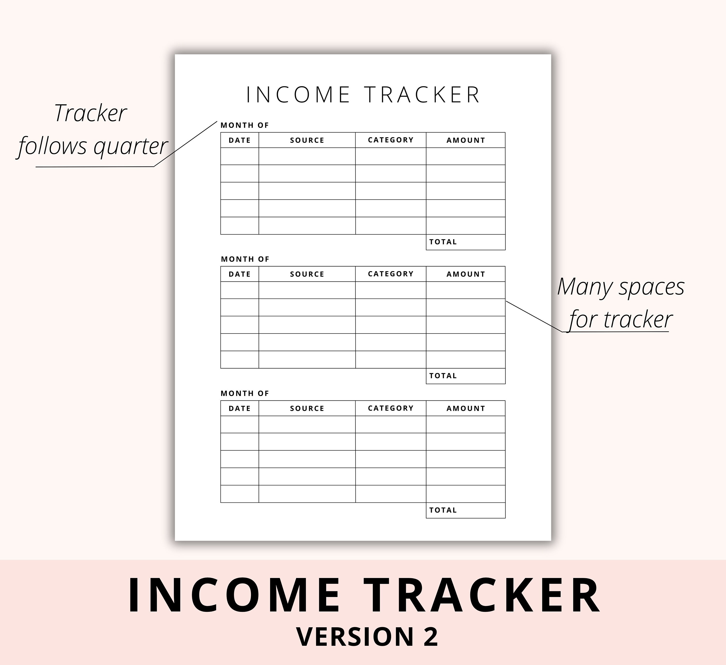 Editable Income Tracker Printable, Finance Planner 2024, Income Sheet ...