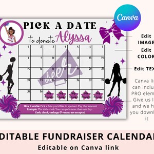 Editable Cheer Pick a Date to Donate, Black Out My Board, Bow Theme, My ...