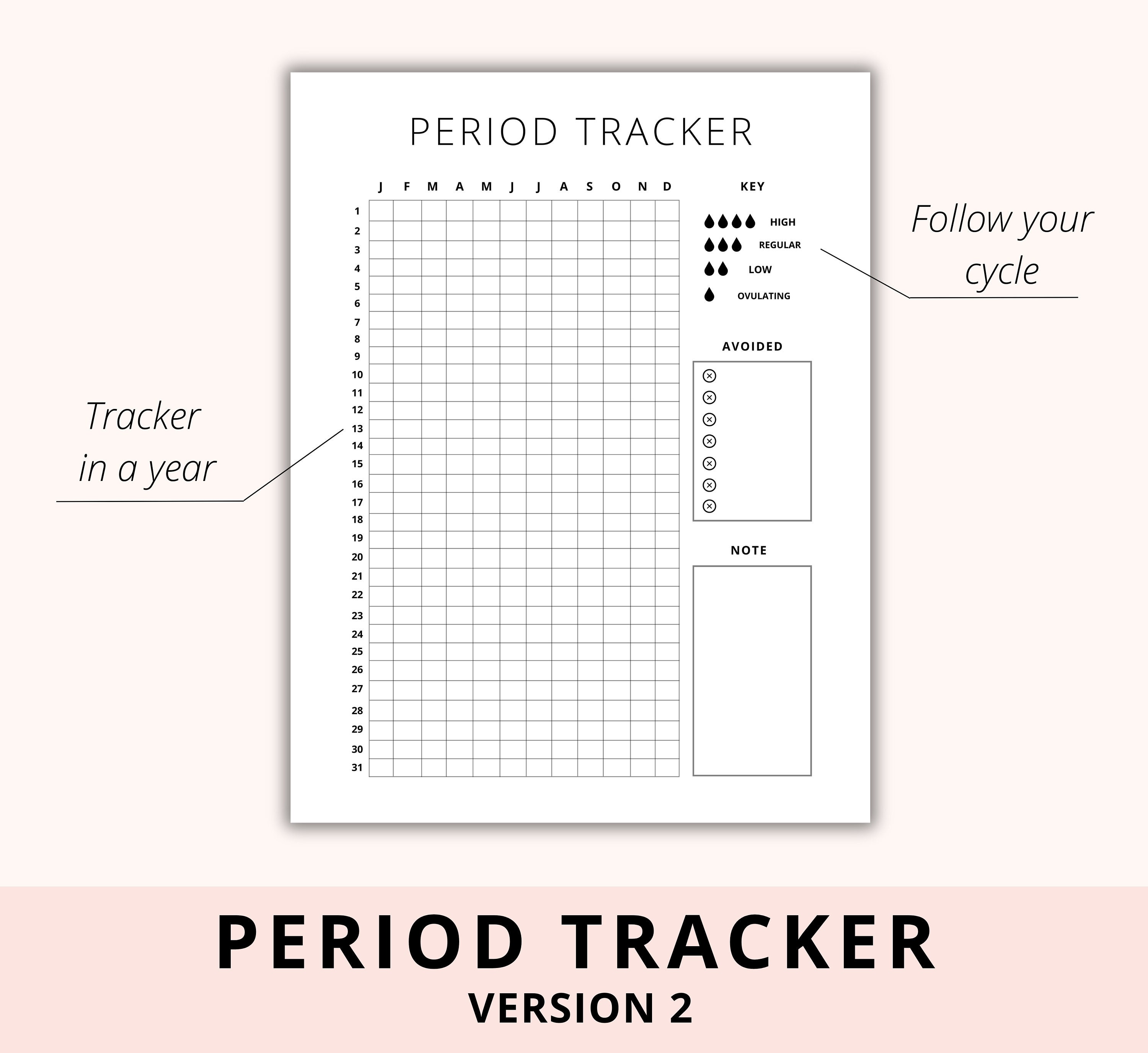 Period Tracker Printable, PMS Tracker, Symptom Tracker, Period Planner ...