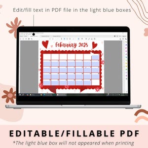 Editable February Calendar 2025, Valentine Planner 2025, Homeschool ...