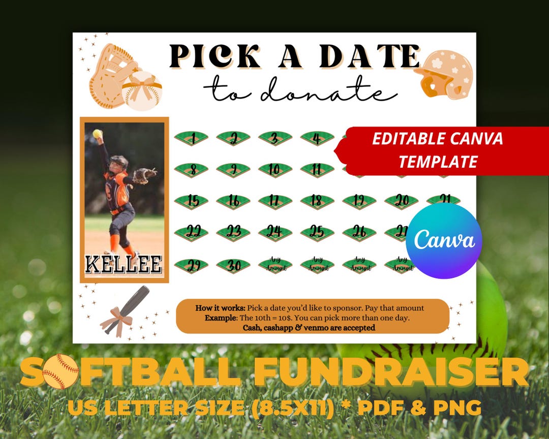 Editable Softball Black Out My Board, Pay My Softball, Pick a Date to ...