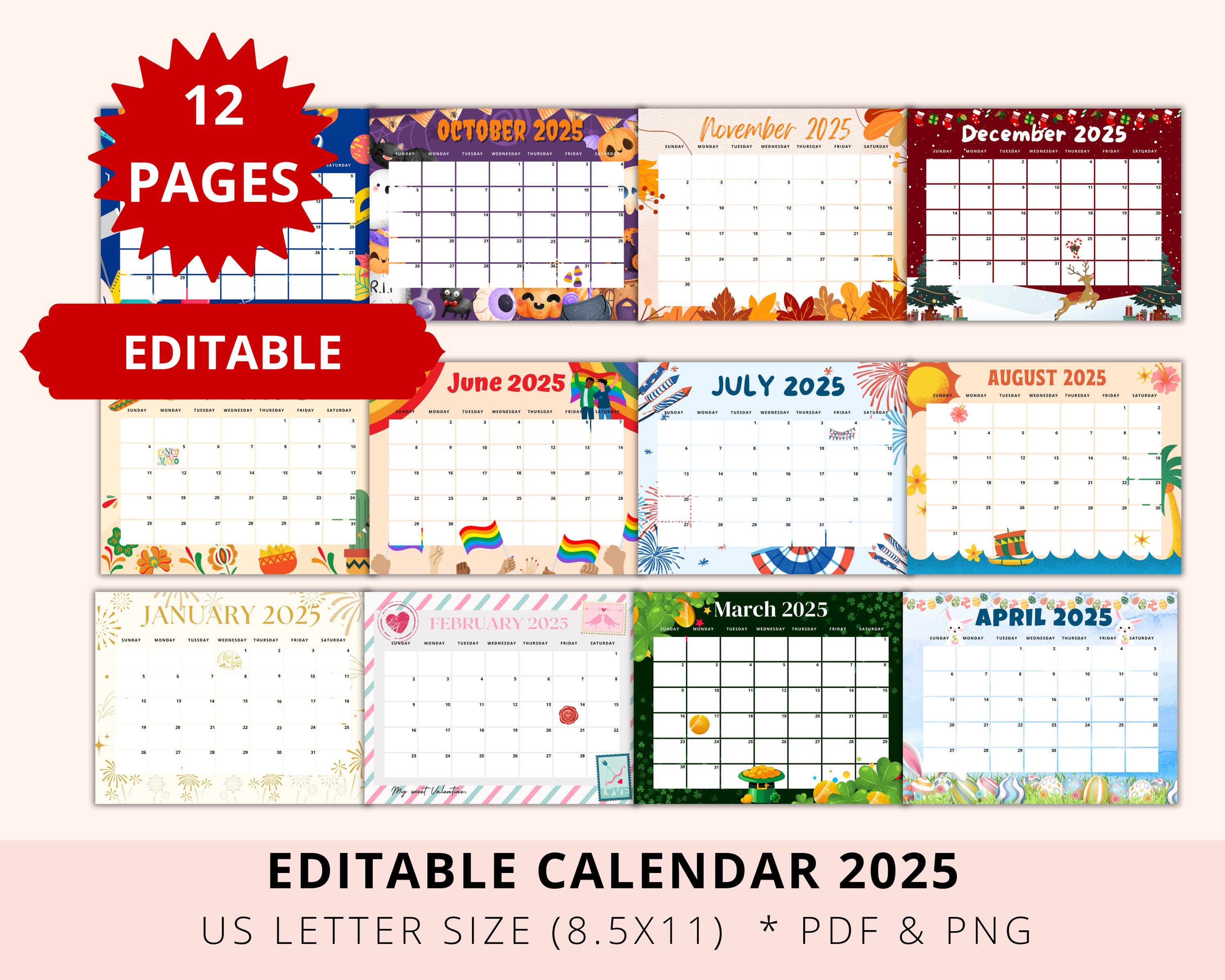 Editable Calendar 2025, First Day of School, Back to School, Teacher ...