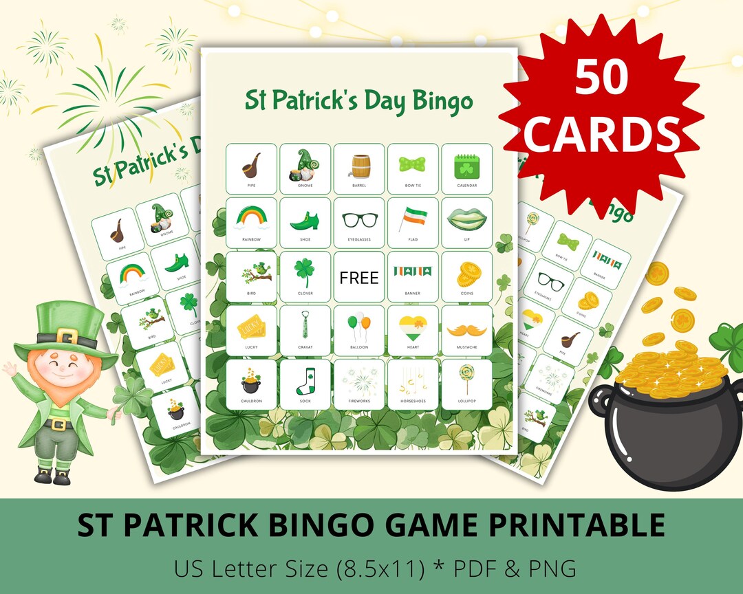 St Patrick's Day Bingo Game Printable, Beak the Ice Game, Bingo ...