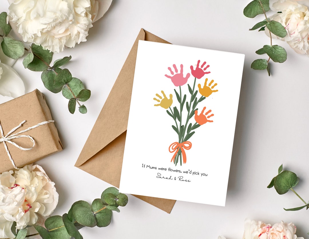 Personalized Handprints Floral Art, Birthday's Gift, Mother's Day Gift ...