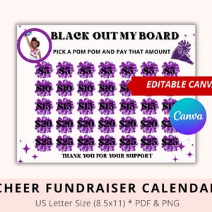 Cheer Black Out My Board, Pick A Date to Donate, Fundraiser, Purple ...