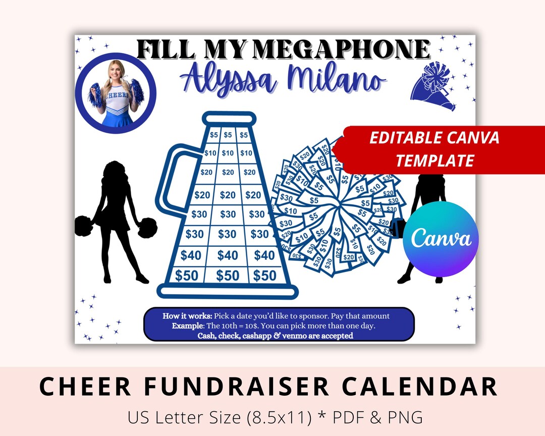 Editable Cheerleading Black Out My Board, Pick A Date to Donate ...