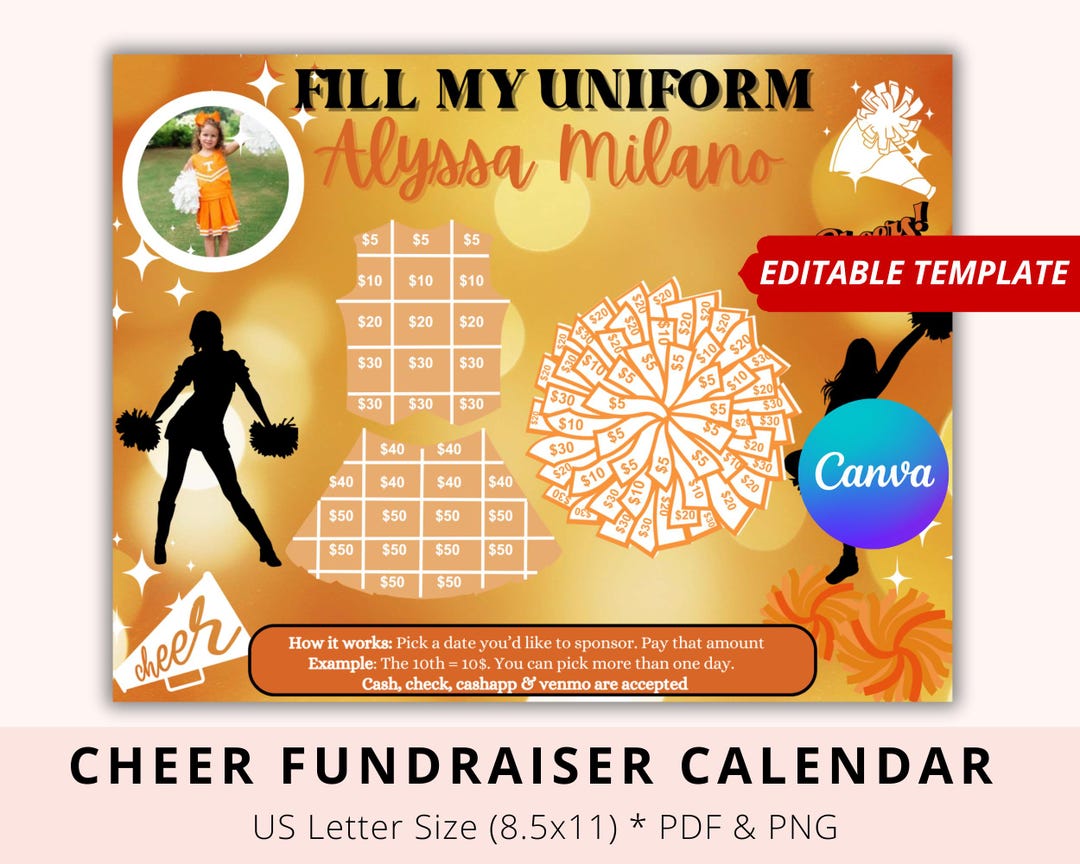 Editable Black Out My Board, Cheer Pick a Date to Donate, Cheer Pay the ...