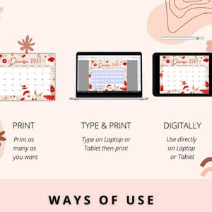 Editable Christmas 2024 Calendar, December 2024 Calendar, Classroom ...