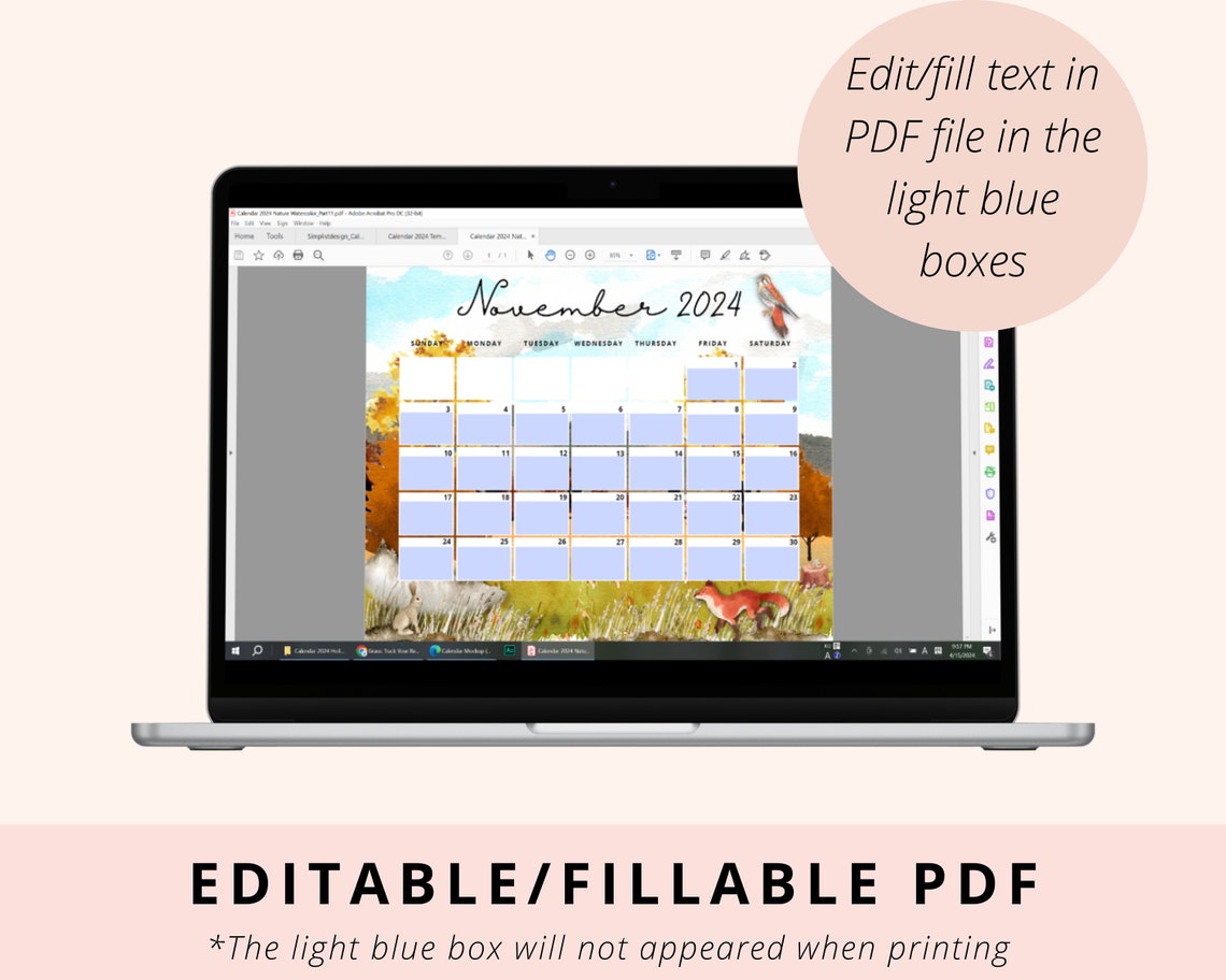 Editable Thanksgiving 2024 Calendar, November 2024 Calendar, Academic ...