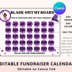 Cheer Black Out My Board, Pick A Date to Donate, Fundraiser, Purple ...
