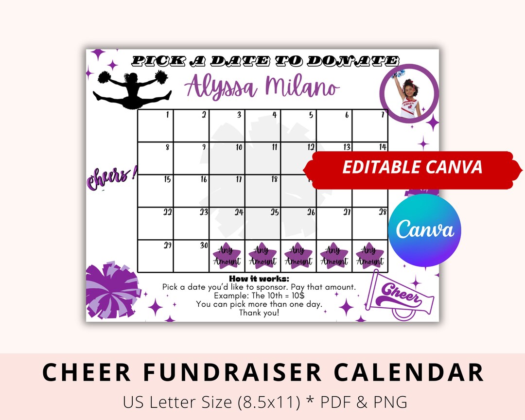 Editable Black Out My Board, Pick a Date to Donate, Fundraiser Calendar ...