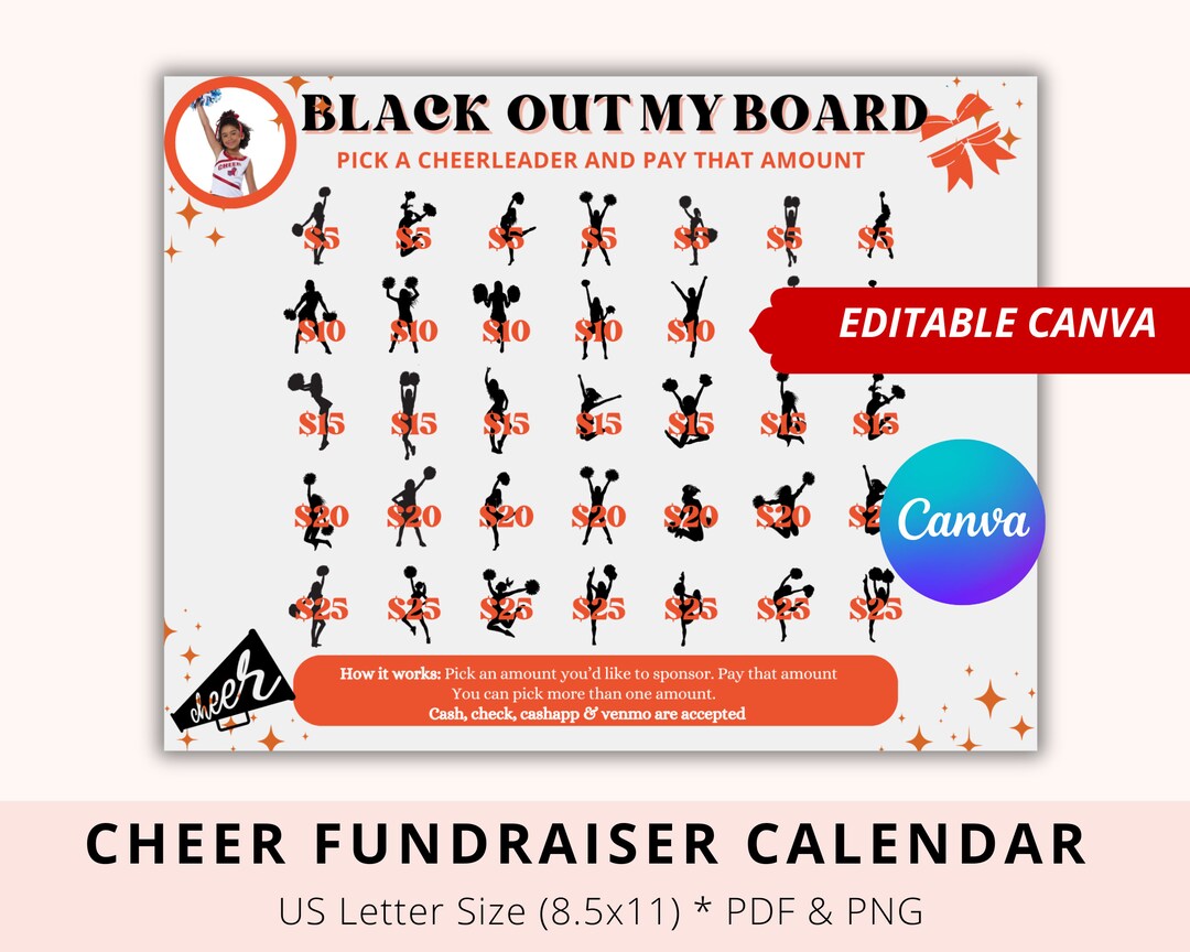 Editable Cheer Pick a Date to Donate, School Cheer Fundraiser, Pay the ...